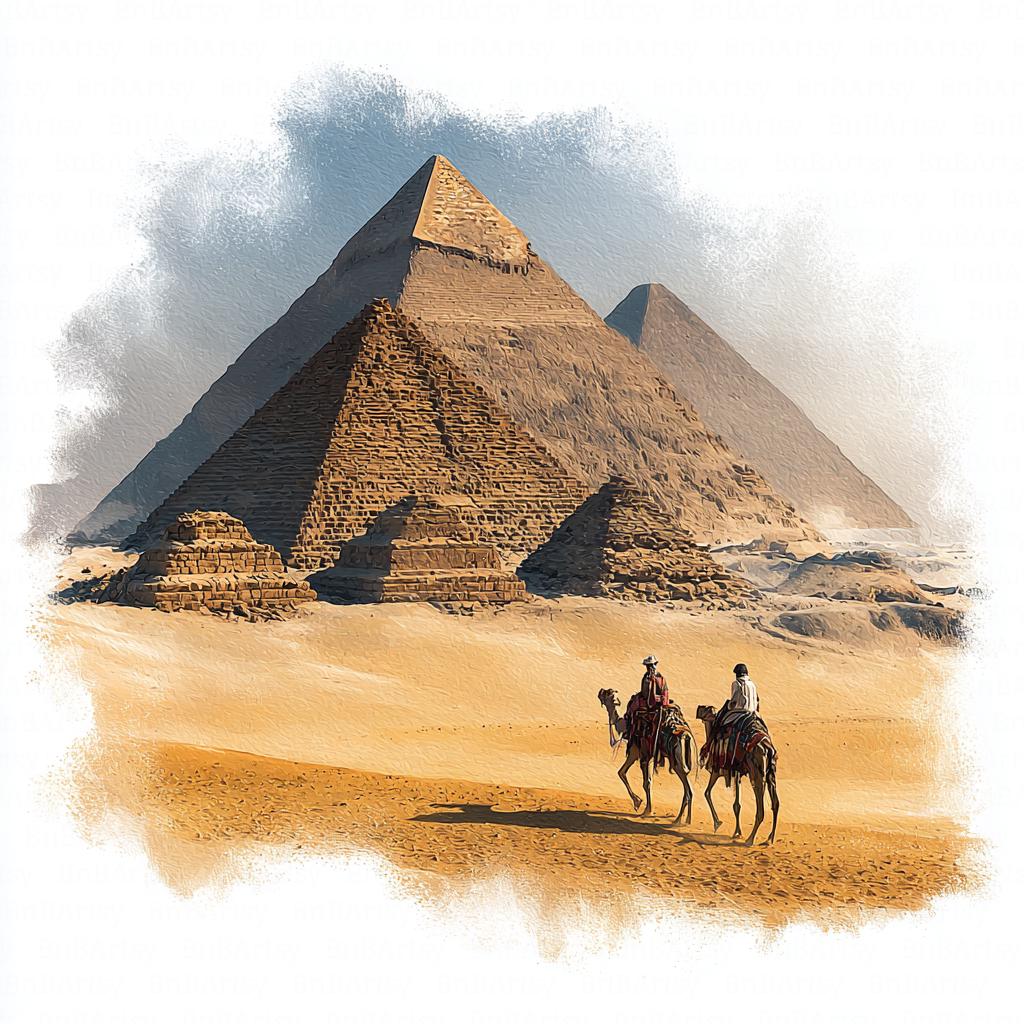 10 Giza Pyramid Clipart, Egyptian Pyramid, Printable Watercolor Clipart ...