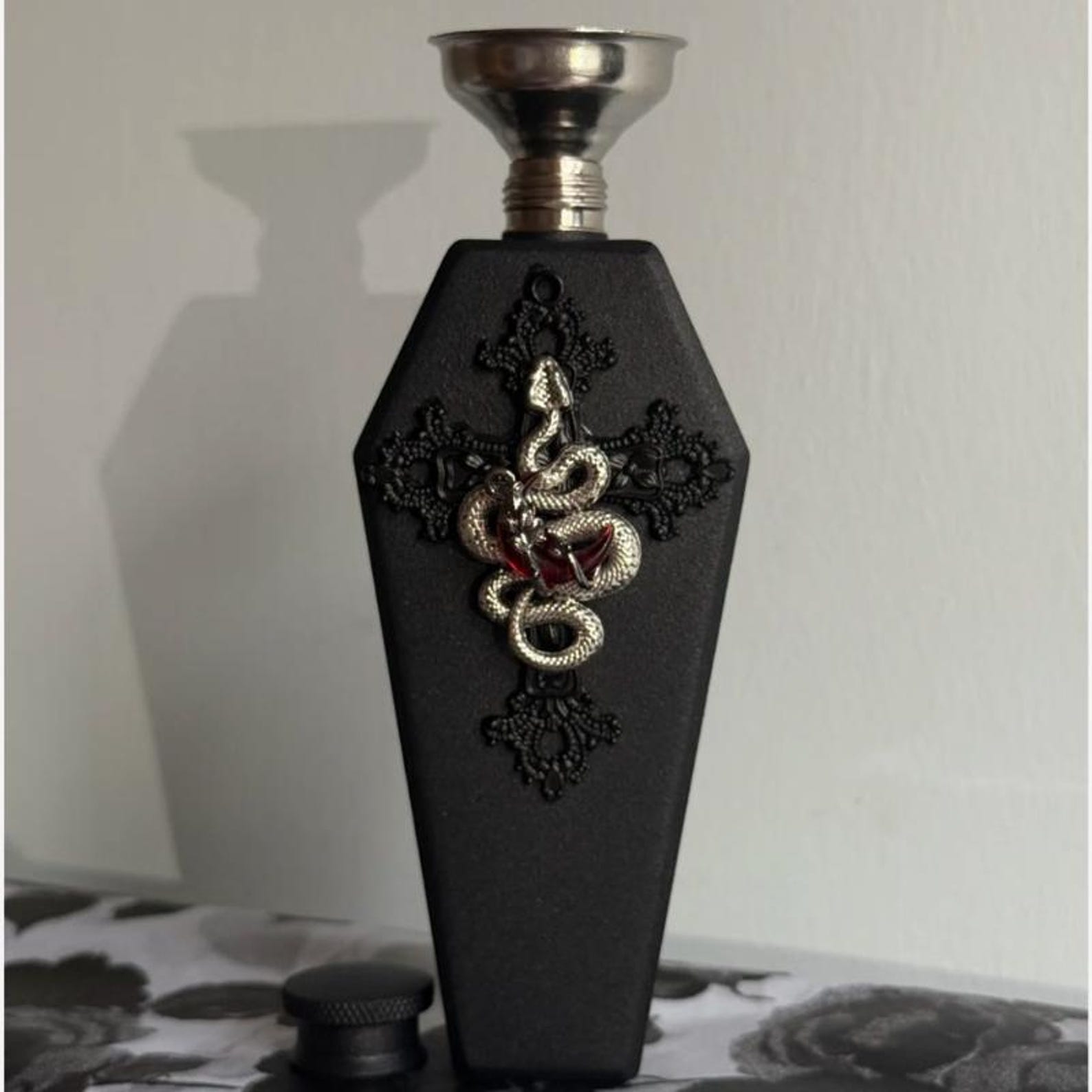 Alchemist's Coffin Flask - Obsidian Cross & Serpent of Eternal Wisdom ...