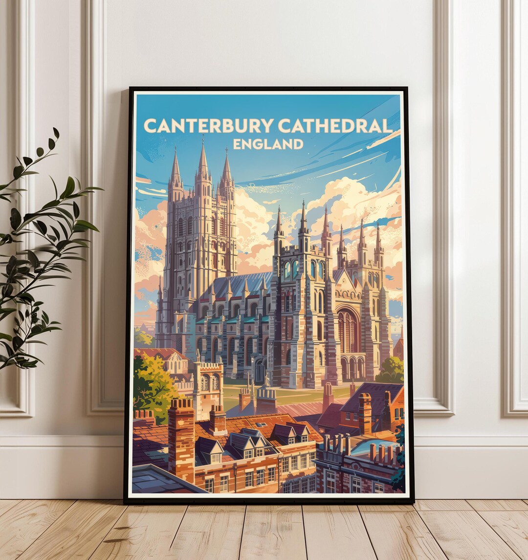 Canterbury Cathedral Poster, Cathedral England Travel Print, Canterbury ...