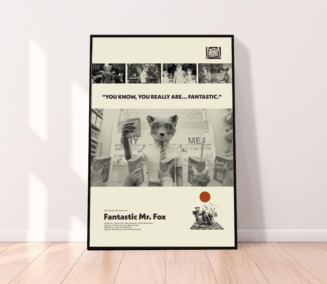 FANTASTIC MR. FOX Poster - Wes Anderson - Inspired Poster - Mid-century ...