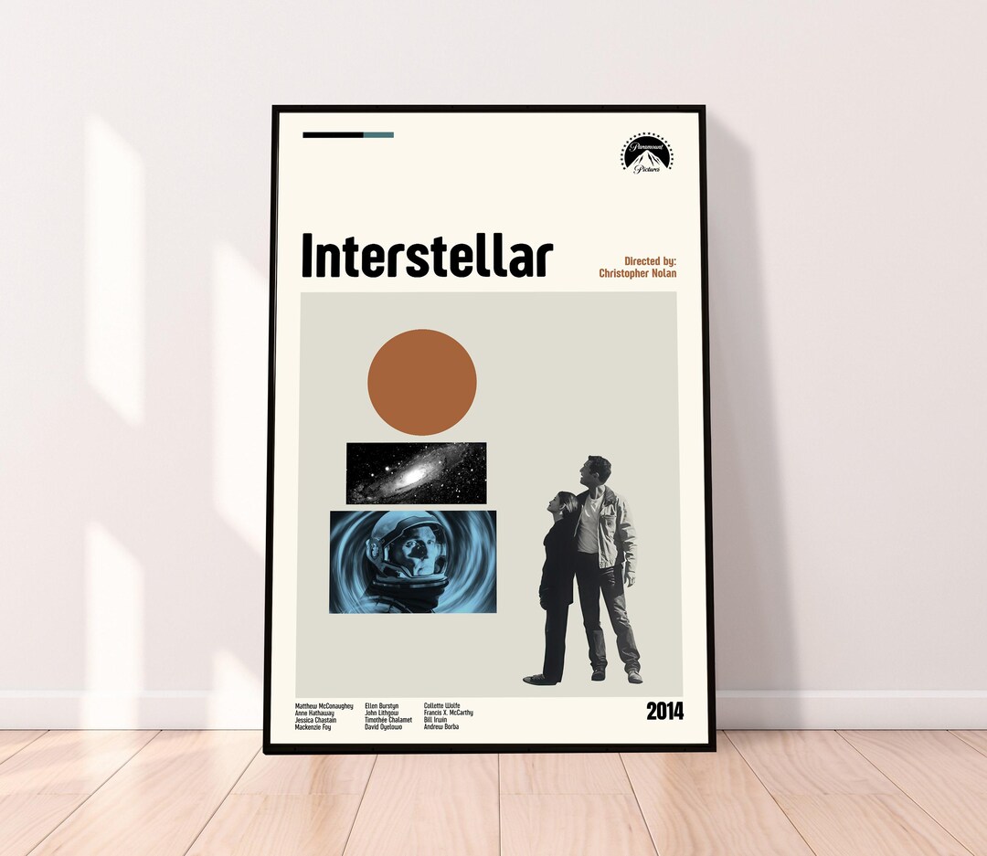 Inspired Interstellar Retro Poster - Christopher Nolan - Mid Century Modern - Movie Art Print ...