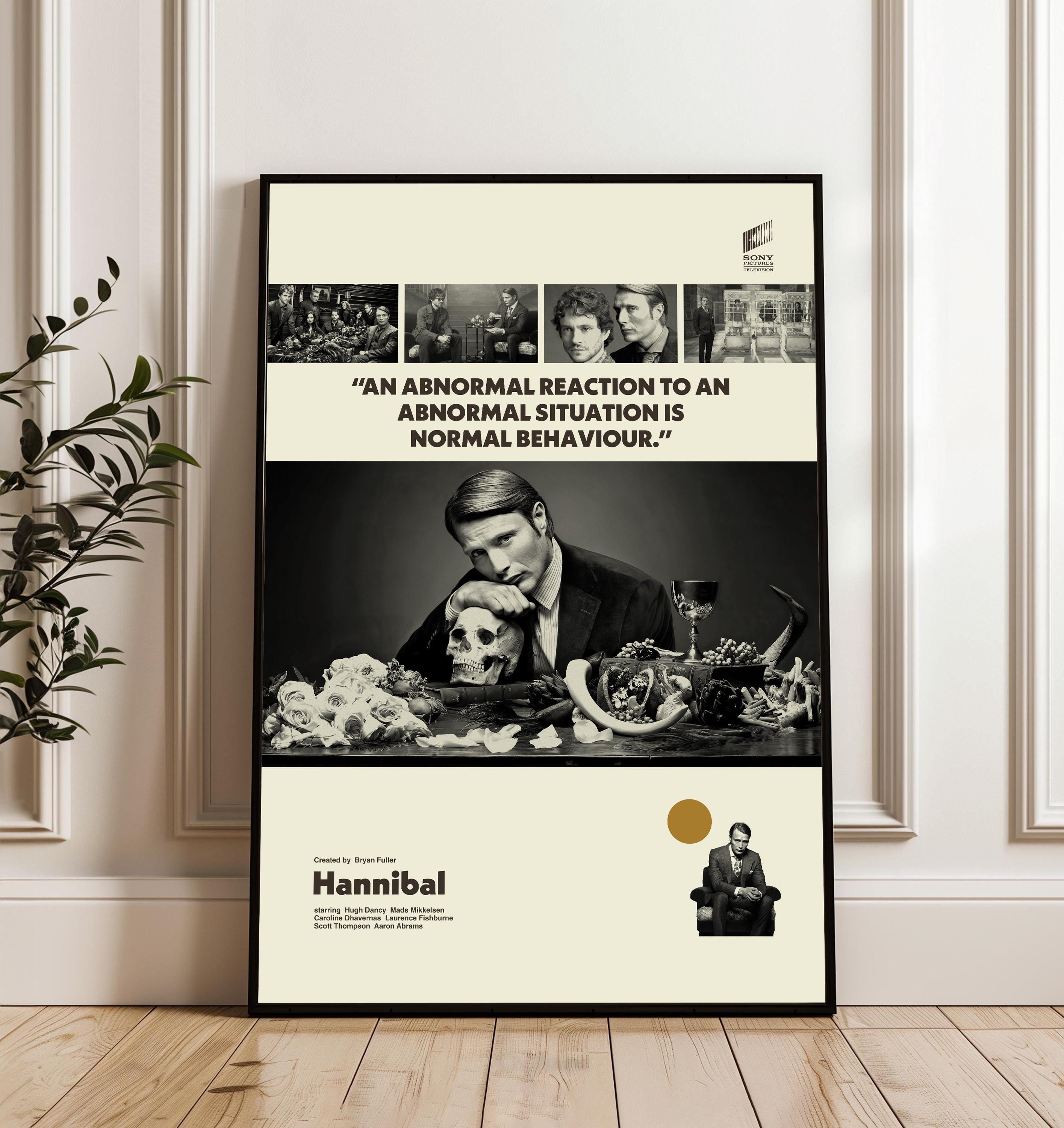 Hannibal Poster, Mads Mikkelsen Poster - Mid Century Modern - Movie Art ...