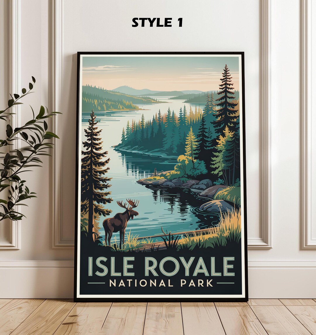Isle Royale National Park Travel Poster, Nature Landscape Art, Isle ...