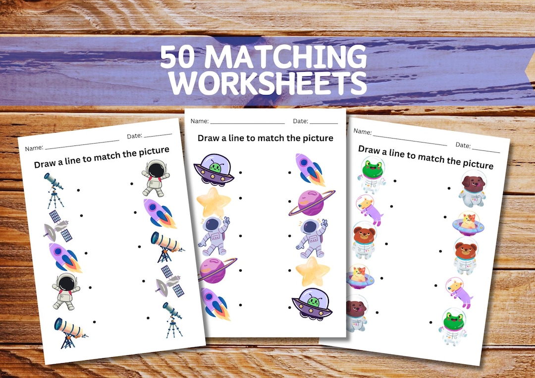 50 Preschool Matching Worksheets, Kindergarten Preschool Activity ...
