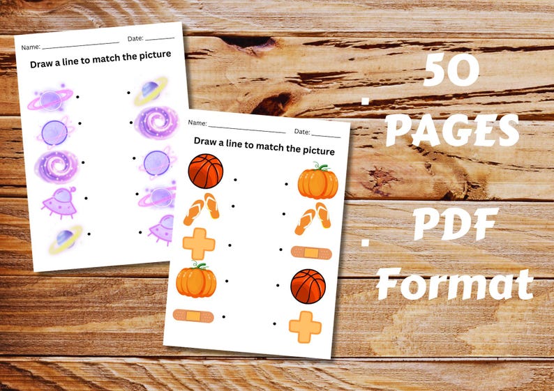 50 Preschool Matching Worksheets, Kindergarten Preschool Activity ...