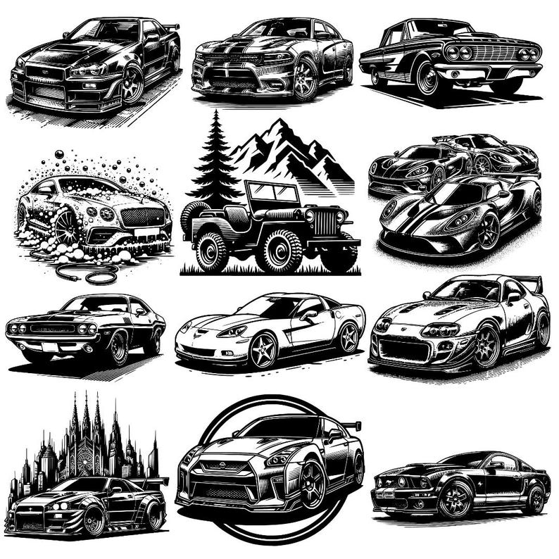 1000+ Car SVG Bundle | Muscle Car, Sports Car, Classic Car SVG | Auto ...