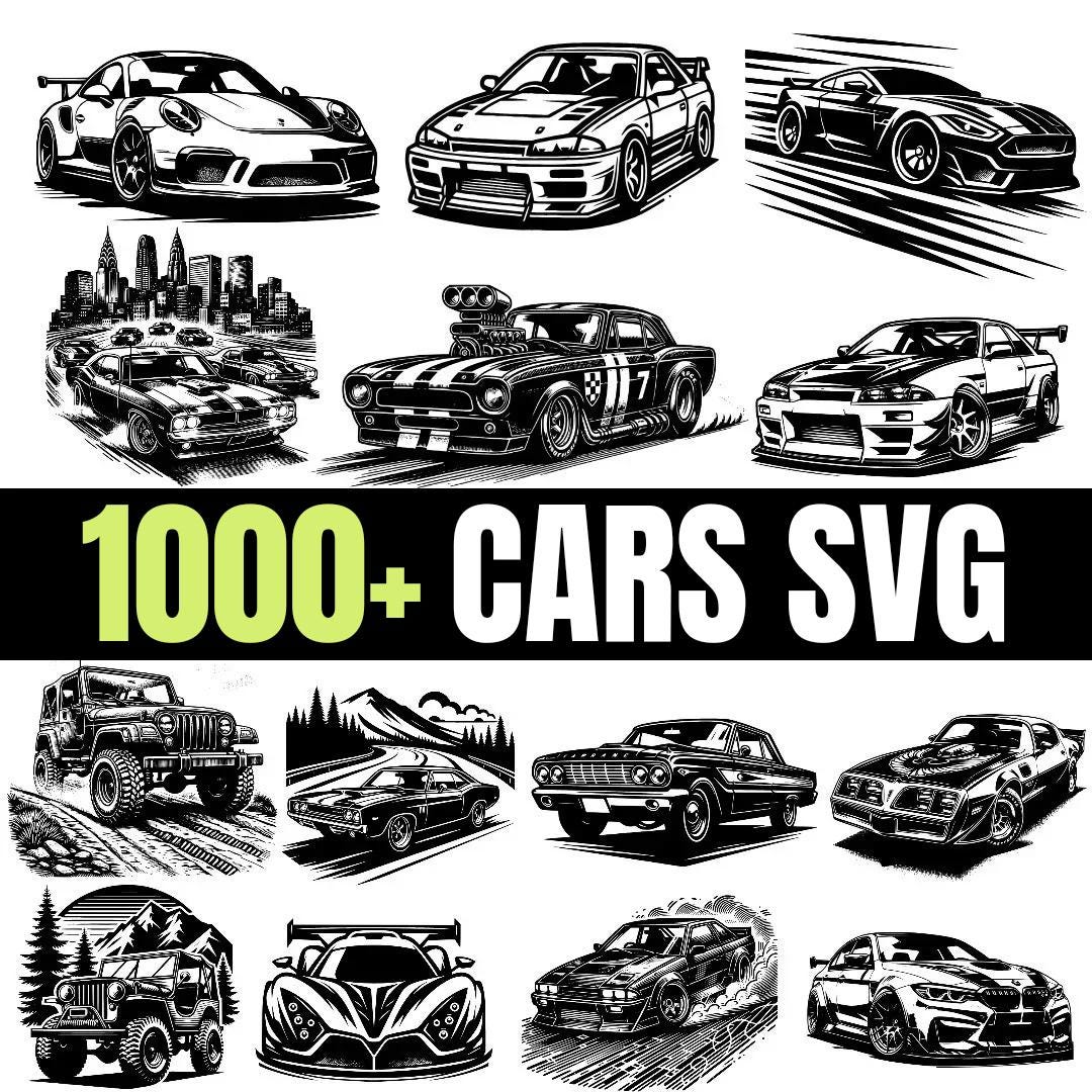 1000+ Car SVG Bundle | Muscle Car, Sports Car, Classic Car SVG | Auto ...