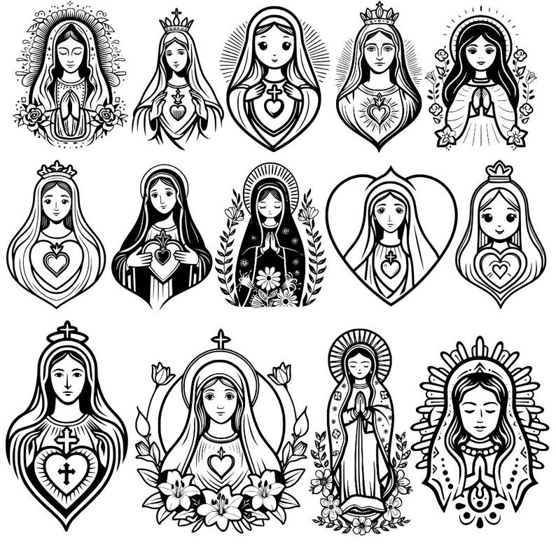 380+ Virgin Mary SVG Bundle | Catholic SVG Files | Religious Clipart ...