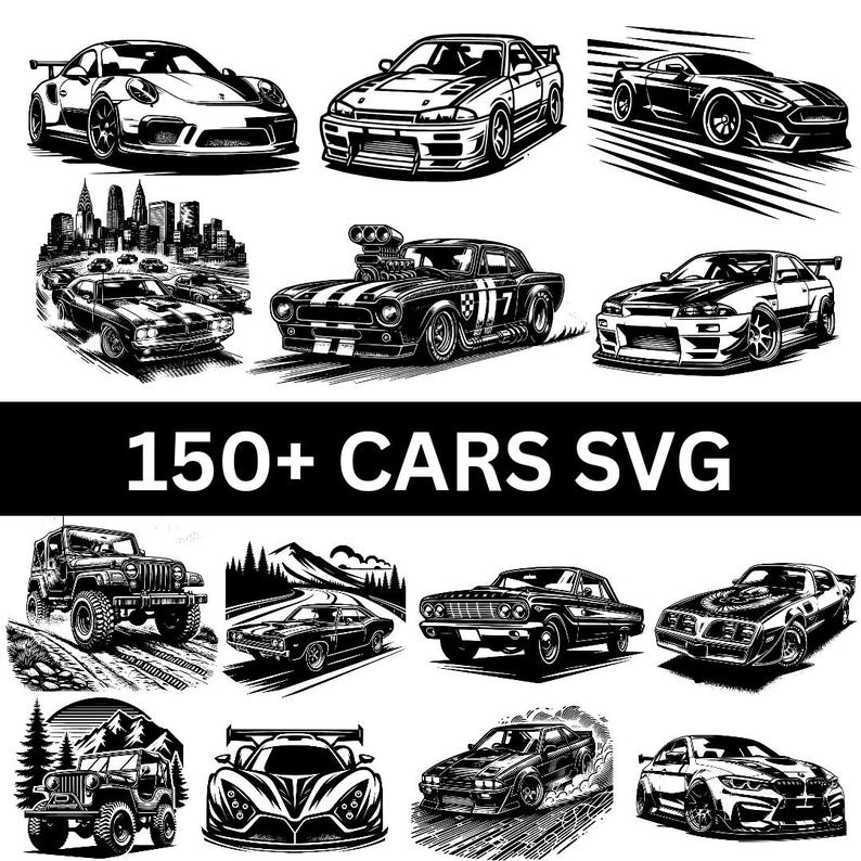 150+ Car SVG Bundle | Muscle Car, Sports Car, Classic Car SVG | Auto ...