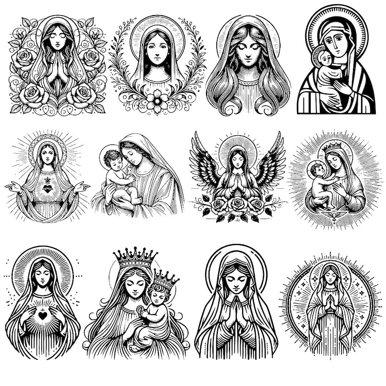 380+ Virgin Mary SVG Bundle | Catholic SVG Files | Religious Clipart ...