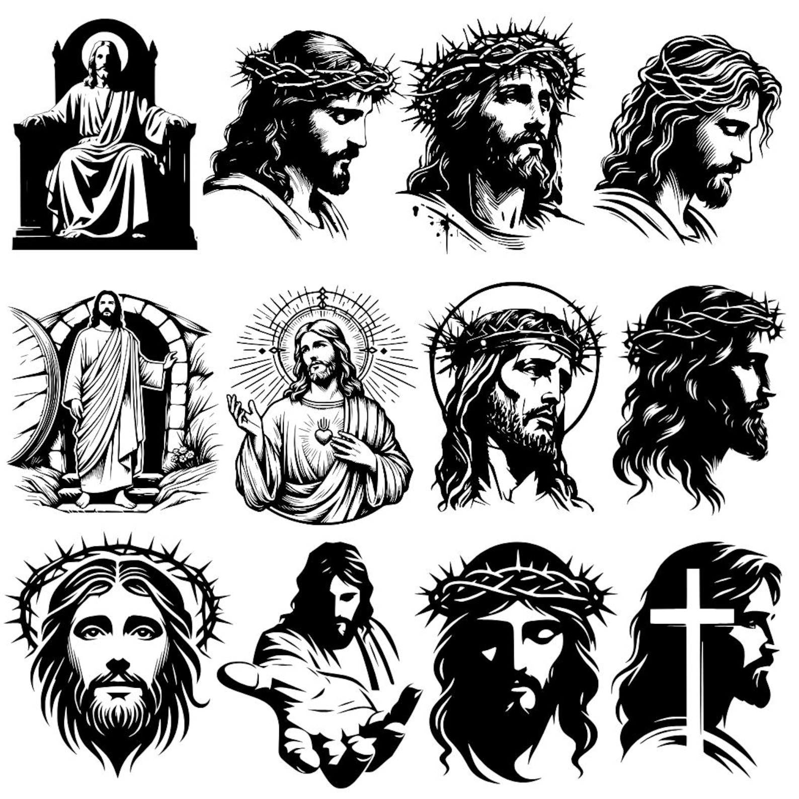 Jesus Christ SVG Bundle | Christian Jesus Designs | Faith Cut Files for ...