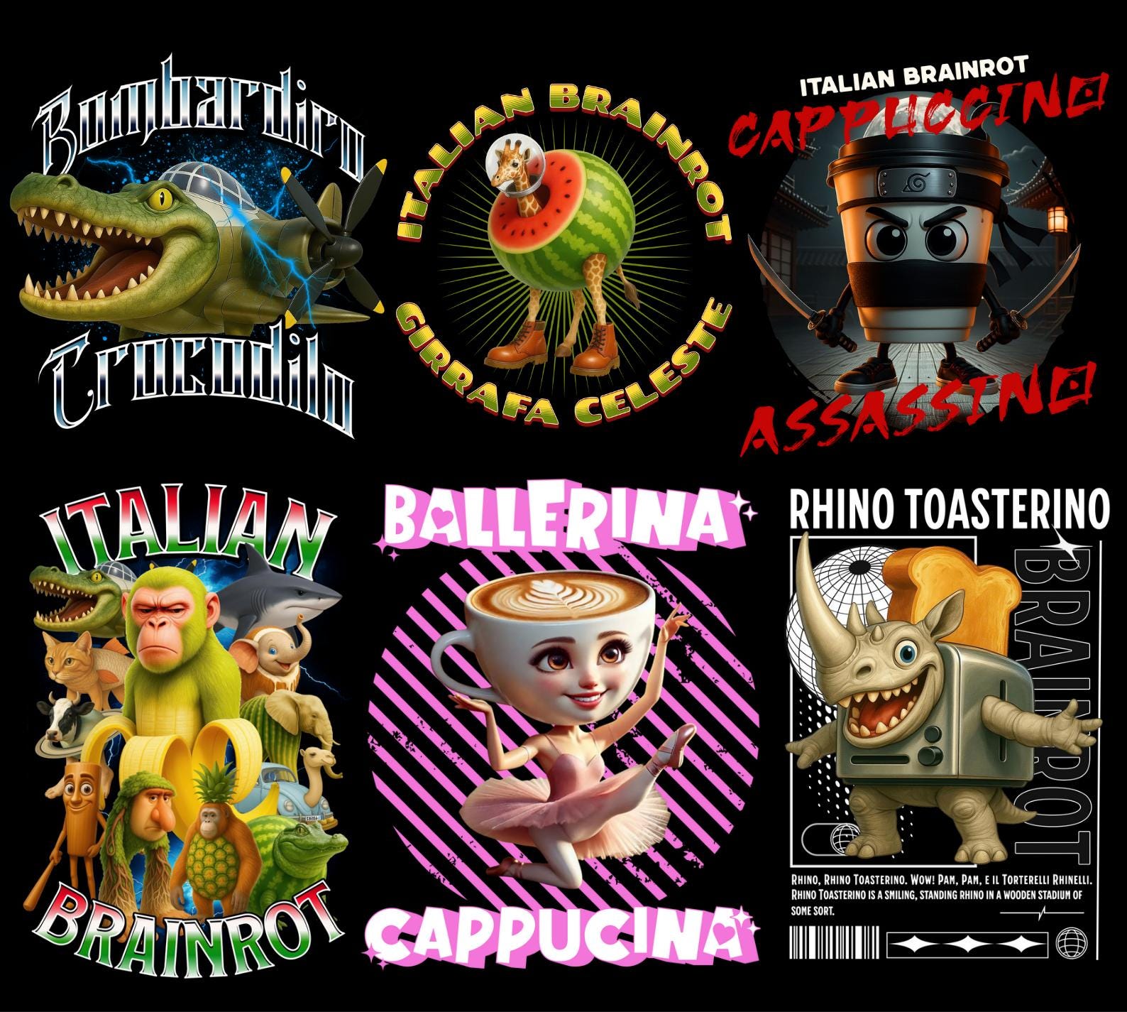 50+ Italian Brainrot Homage Png Bundle, Italian Brainrot Shirt Design ...