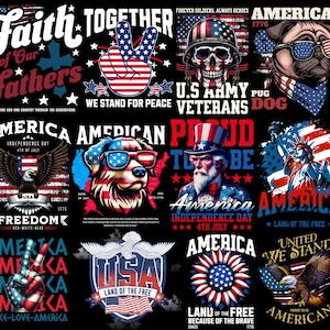 200+ USA T-shirt Designs PNG Bundle – Patriotic 4th of July, American ...