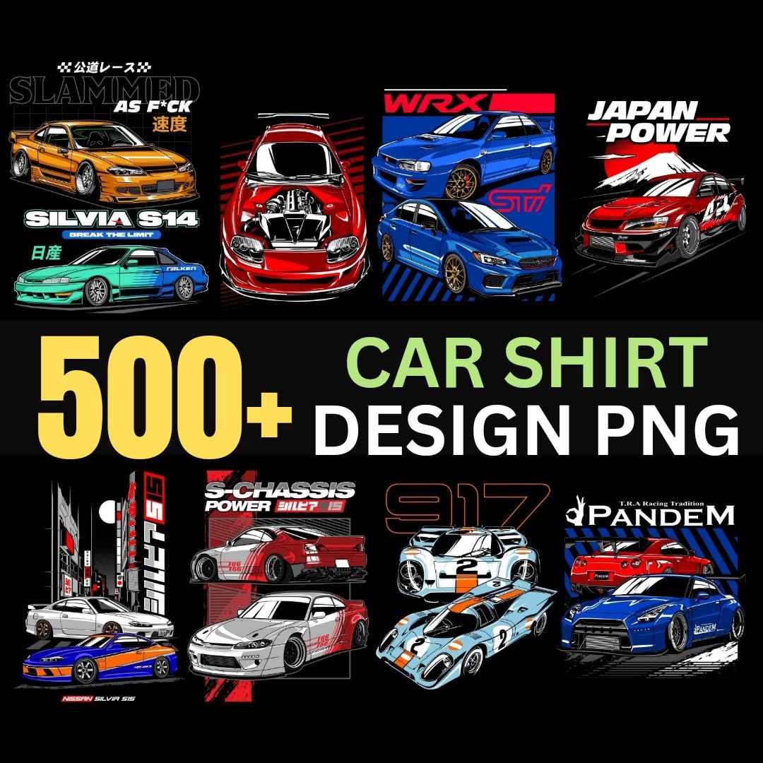 500+ Automotive Car T-shirt Designs | PNG Bundle for POD | Muscle Cars ...