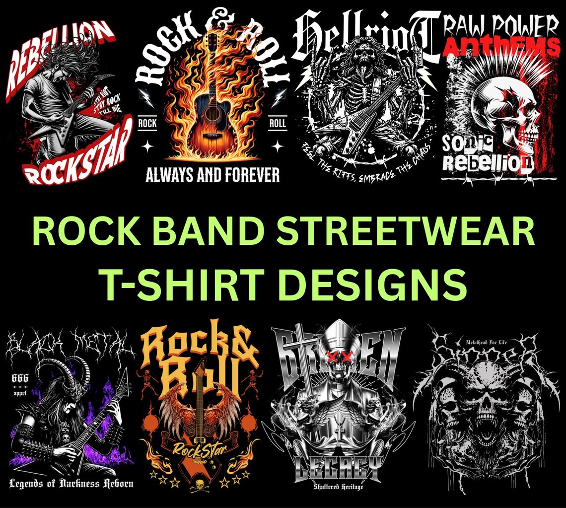 Ultimate Rock Band PNG Pack for POD Sellers – 450+ T-shirt Design Files ...