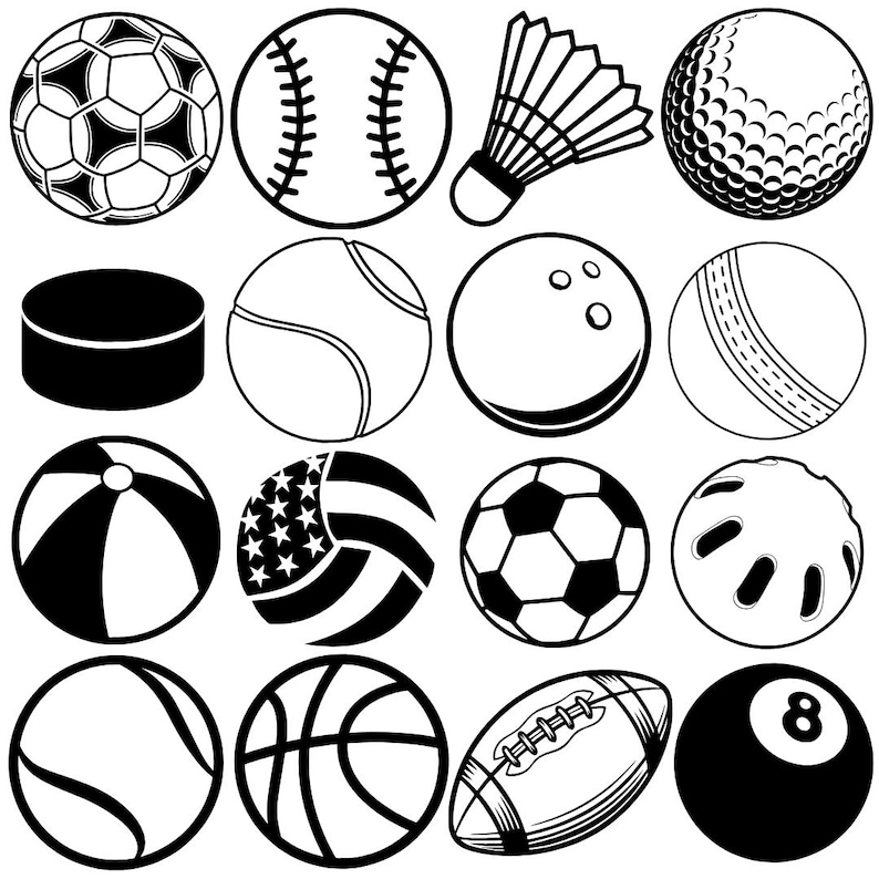 270 Sports Balls SVG Bundle, Soccer Basketball Baseball Football SVG ...