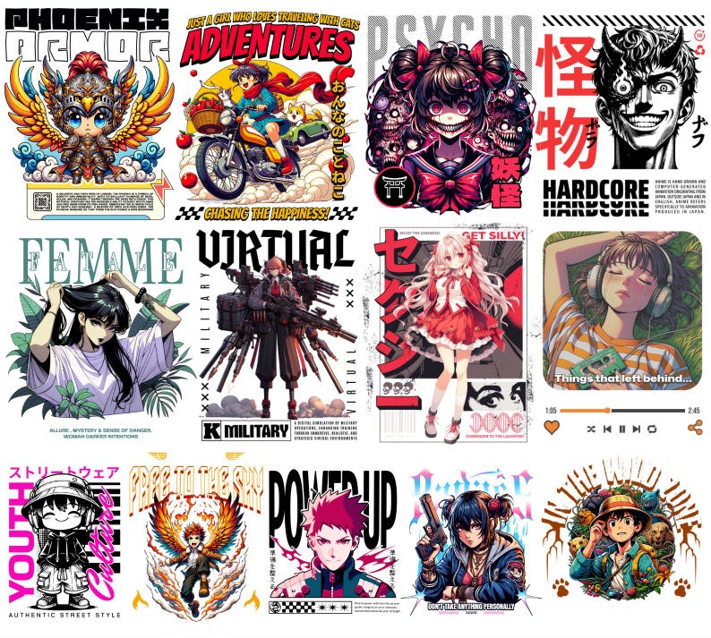 20K Mega Anime T-shirt Design Bundle PNG | Anime Clipart, Manga SVG ...