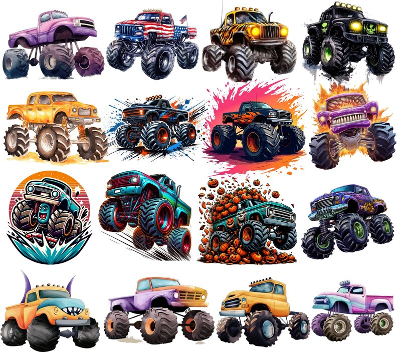 400+ Monster Truck Clipart Bundle | PNG Files | HD Monster Truck ...