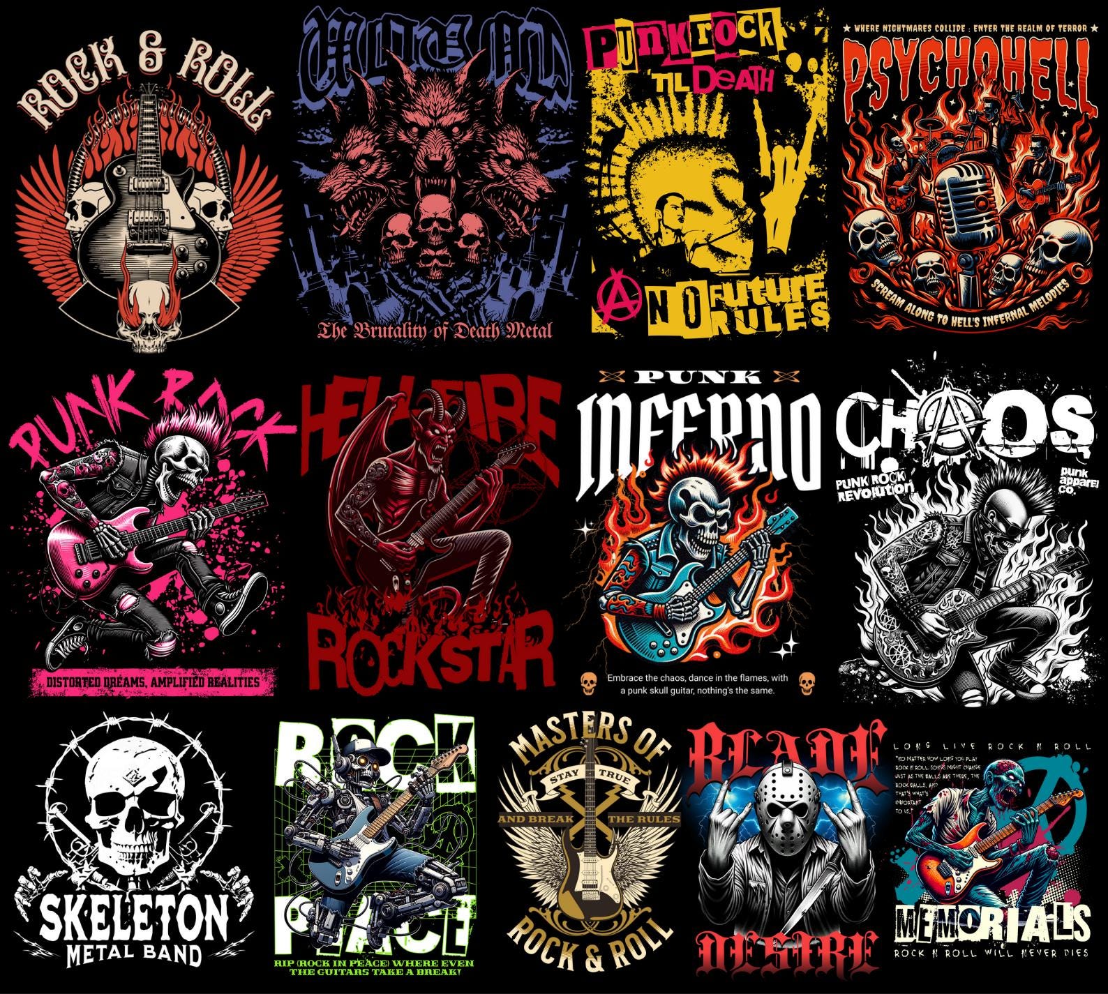 Ultimate Rock Band PNG Pack for POD Sellers – 450+ T-shirt Design Files ...
