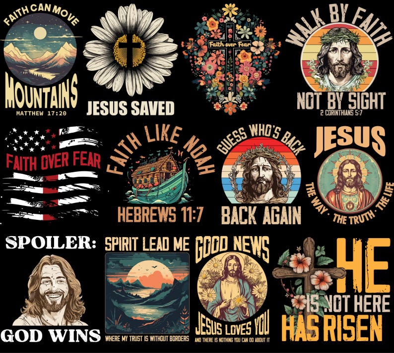 300+ Christian T-shirt Designs PNG | Jesus Streetwear Graphics Bundle ...