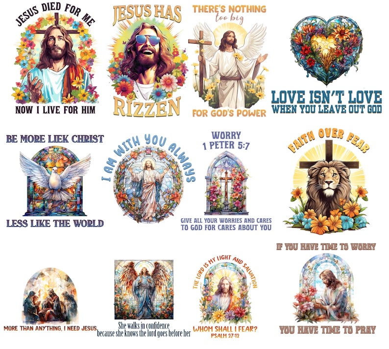 300+ Christian T-shirt Designs PNG | Jesus Streetwear Graphics Bundle ...
