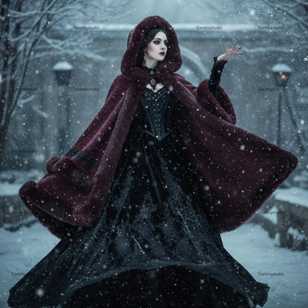 Gothic Winter Cloak With Hooded, Edieval Cloak, Viking Cloak, Hooded ...