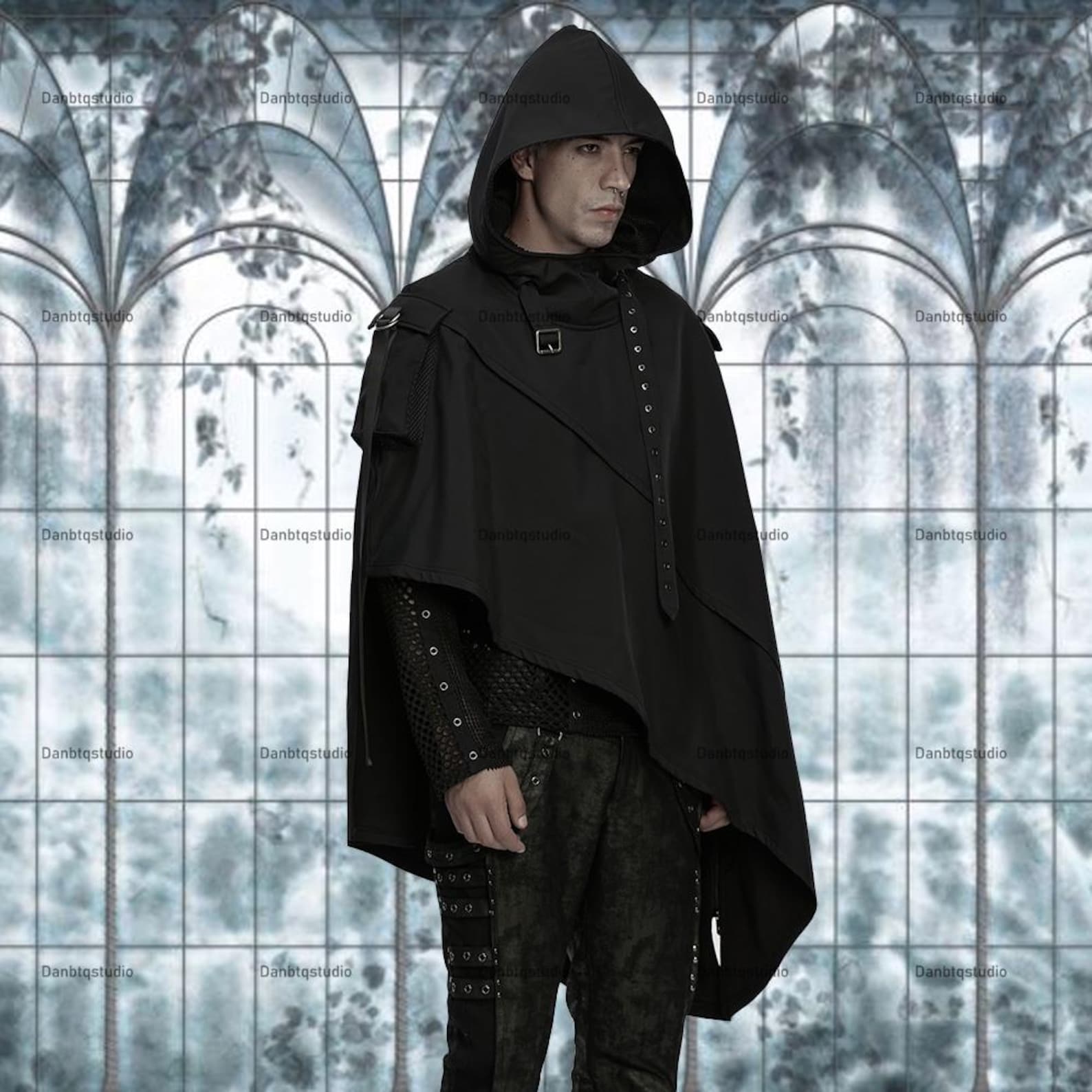 Wasteland Punk Poncho Waterproof Cloak, Cyberpunk Techwear Cape ...