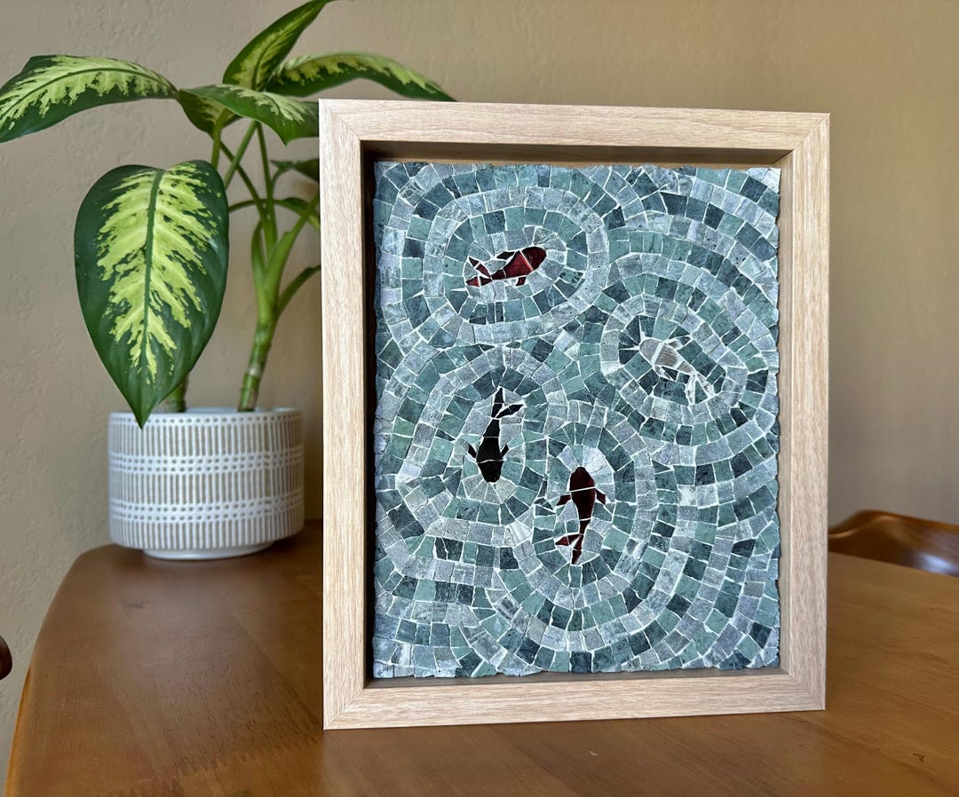 Handmade Marble Mosaic - Koi Pond - Wall Decor - Etsy