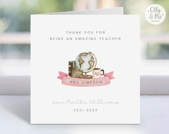 Thank You Card for Teacher From Student, Class Gifts, Keepsake for ...