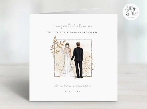 Personalised Son And Daughter In Law Wedding Day Card Etsy Uk