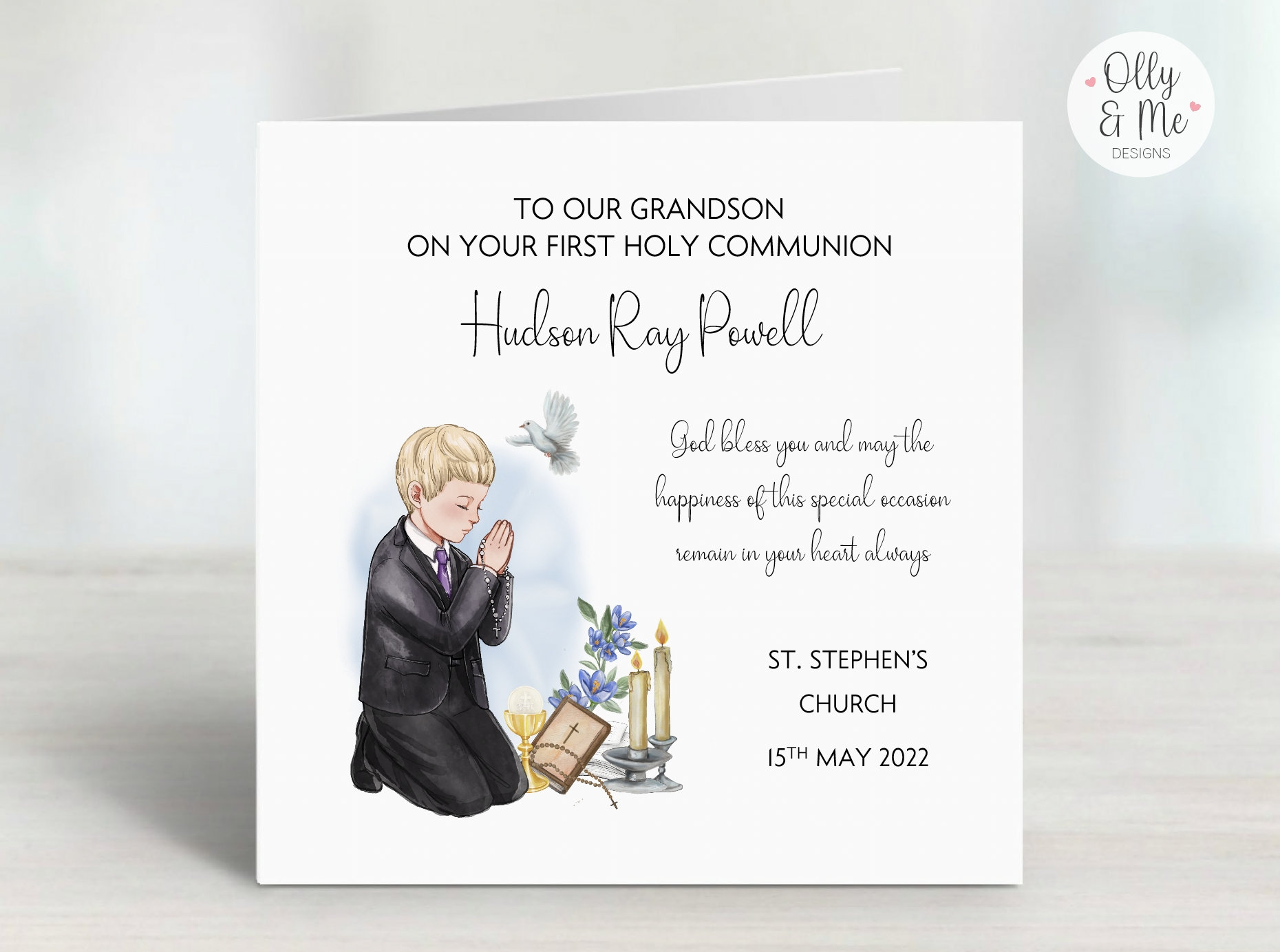 Personalised First Holy Communion Card | 1st Holy Communion Keepsake ...