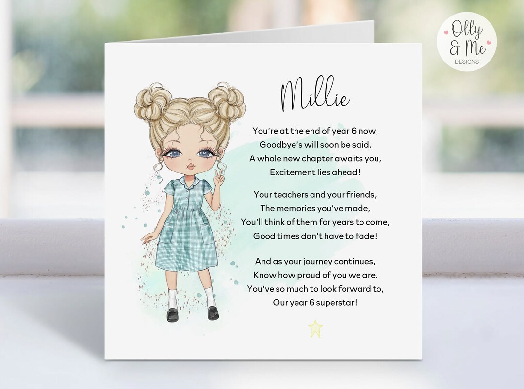 Personalised Year 6 Leavers Card | Last Day of School | End of Primary ...