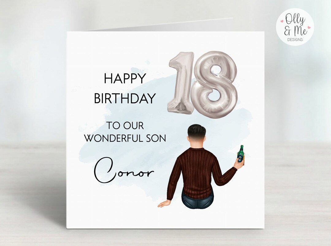 Personalised 18th Birthday Card to Son | Boy's Eighteenth Keepsake Card ...