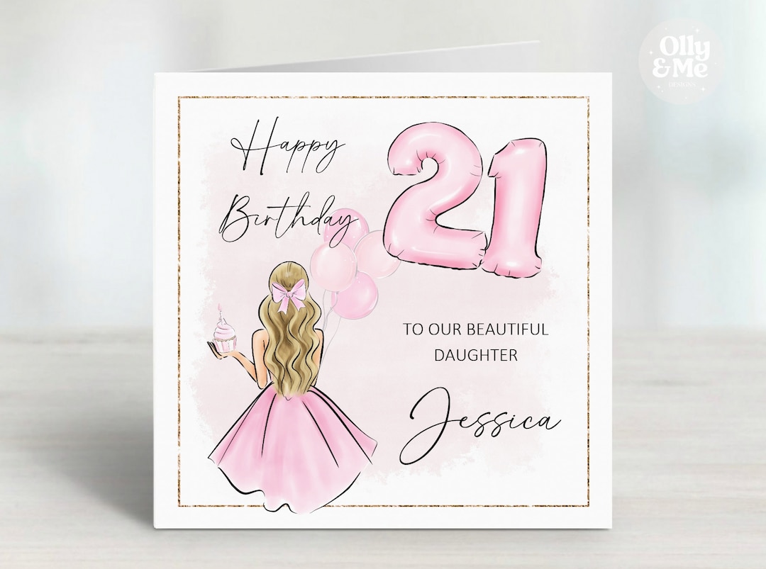 Personalised 21st Birthday Card to Daughter Girls Twenty First Keepsake ...