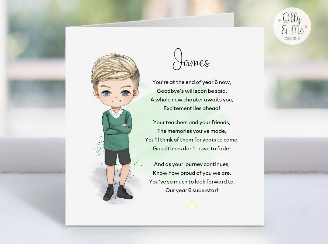 Personalised Year 6 Leavers Card | Last Day of School | End of Primary ...