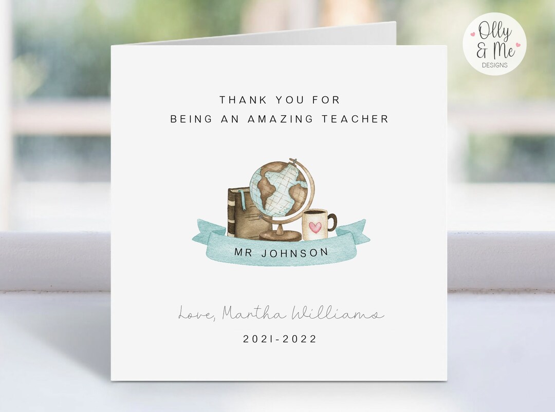 Personalised Teacher Thank You Card | End of Term/leaving Gift | Best ...