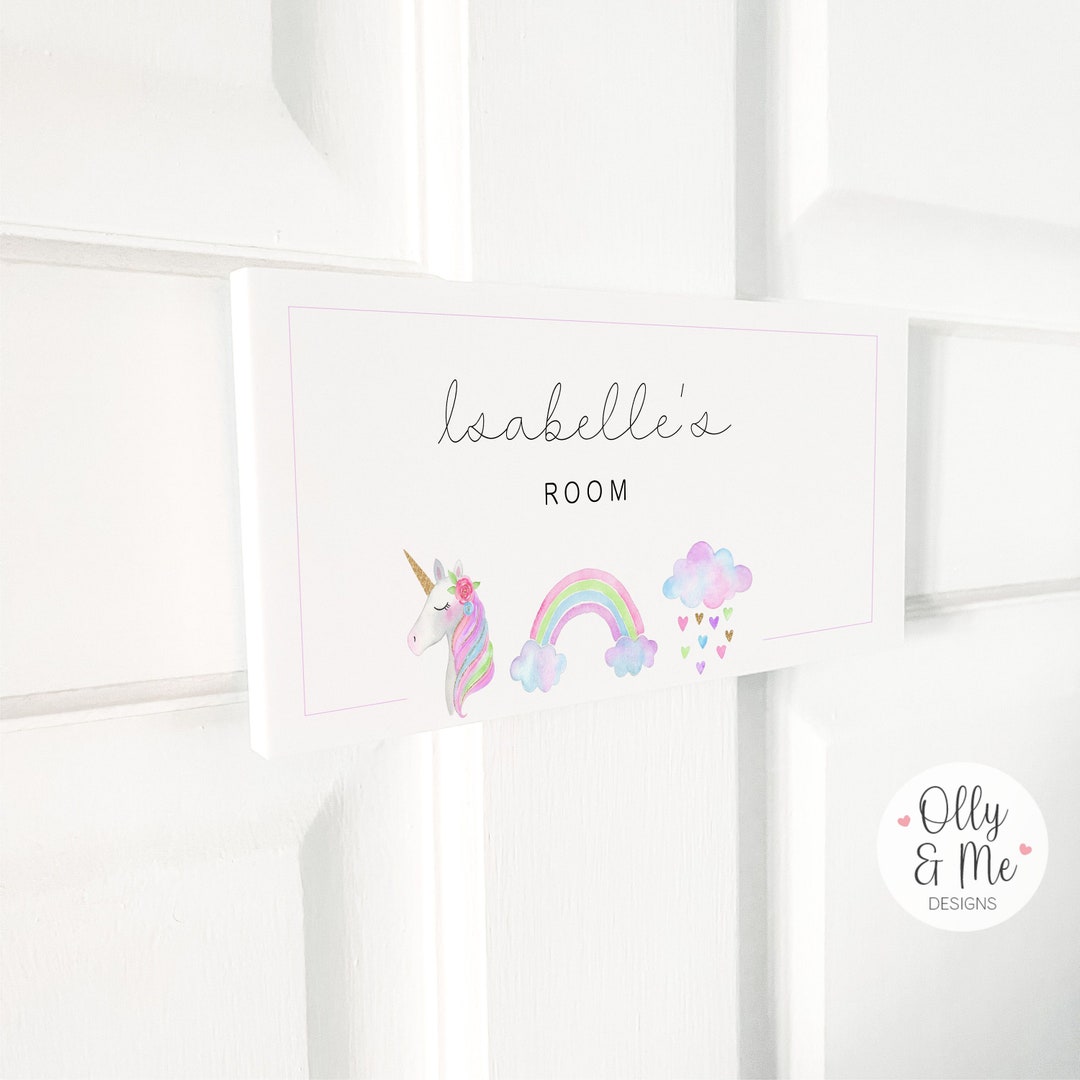 Personalised Unicorn Room Sign Childs Bedroom Door Plaque Baby Nursery ...