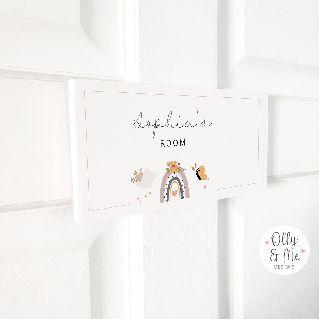 Personalised Boho Rainbow Room Sign Childs Bedroom Door Plaque Baby ...