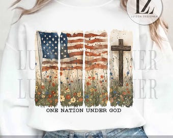 One Nation Under God PNG, 4th of July Christian Patriotic Sublimation ...