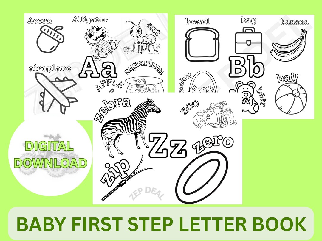 Baby Shower Letters, Coloring Book: A-Z Learning Game (printable ...