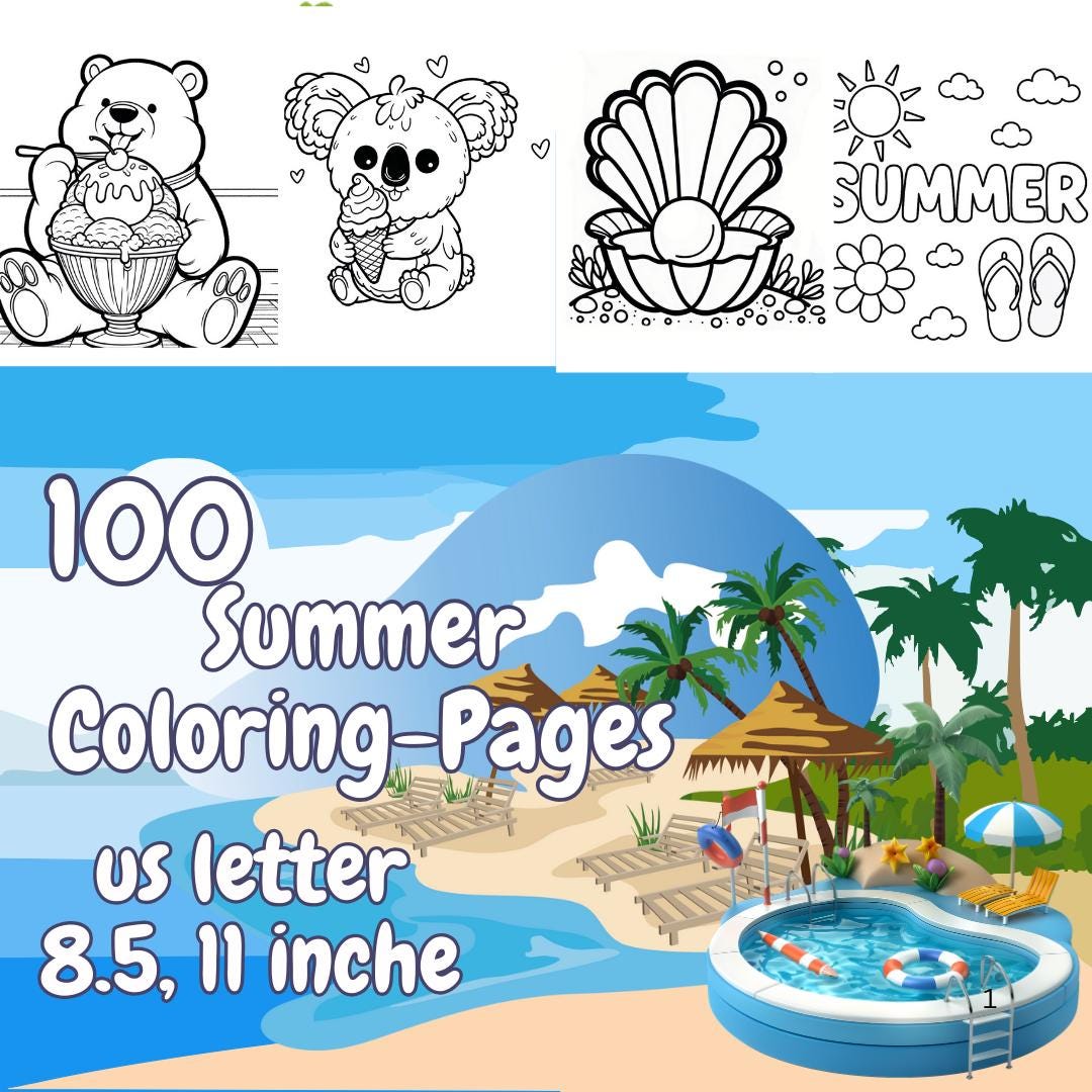 Summer Coloring Pages for Kids: Beach, Ice Cream, Sandcastles ...