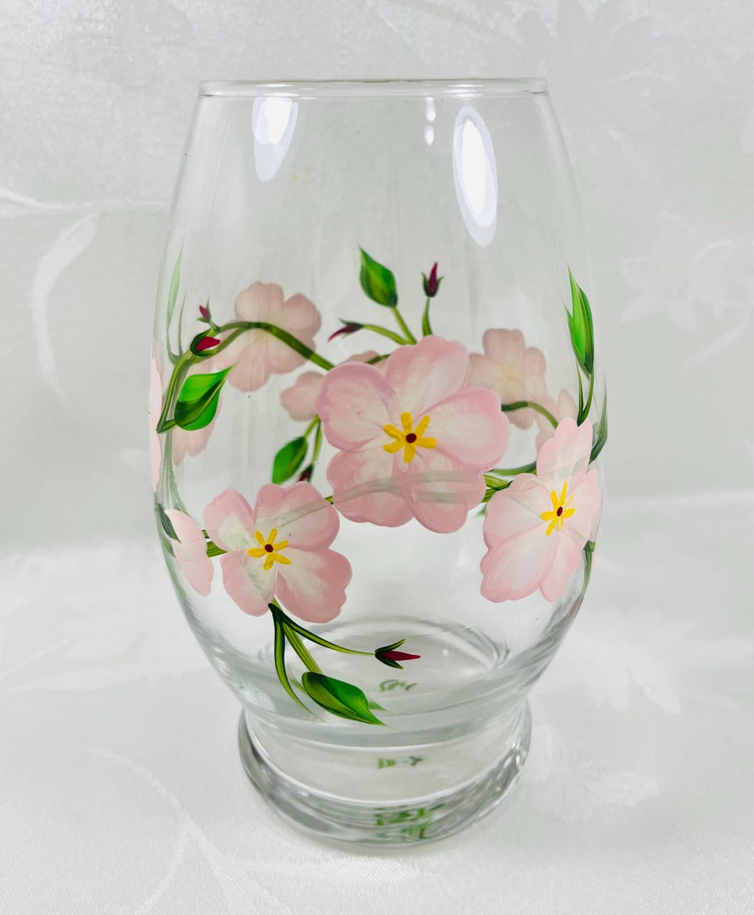Vase, Light Pink Floral Design ,hand Painted, Gift Idea - Etsy