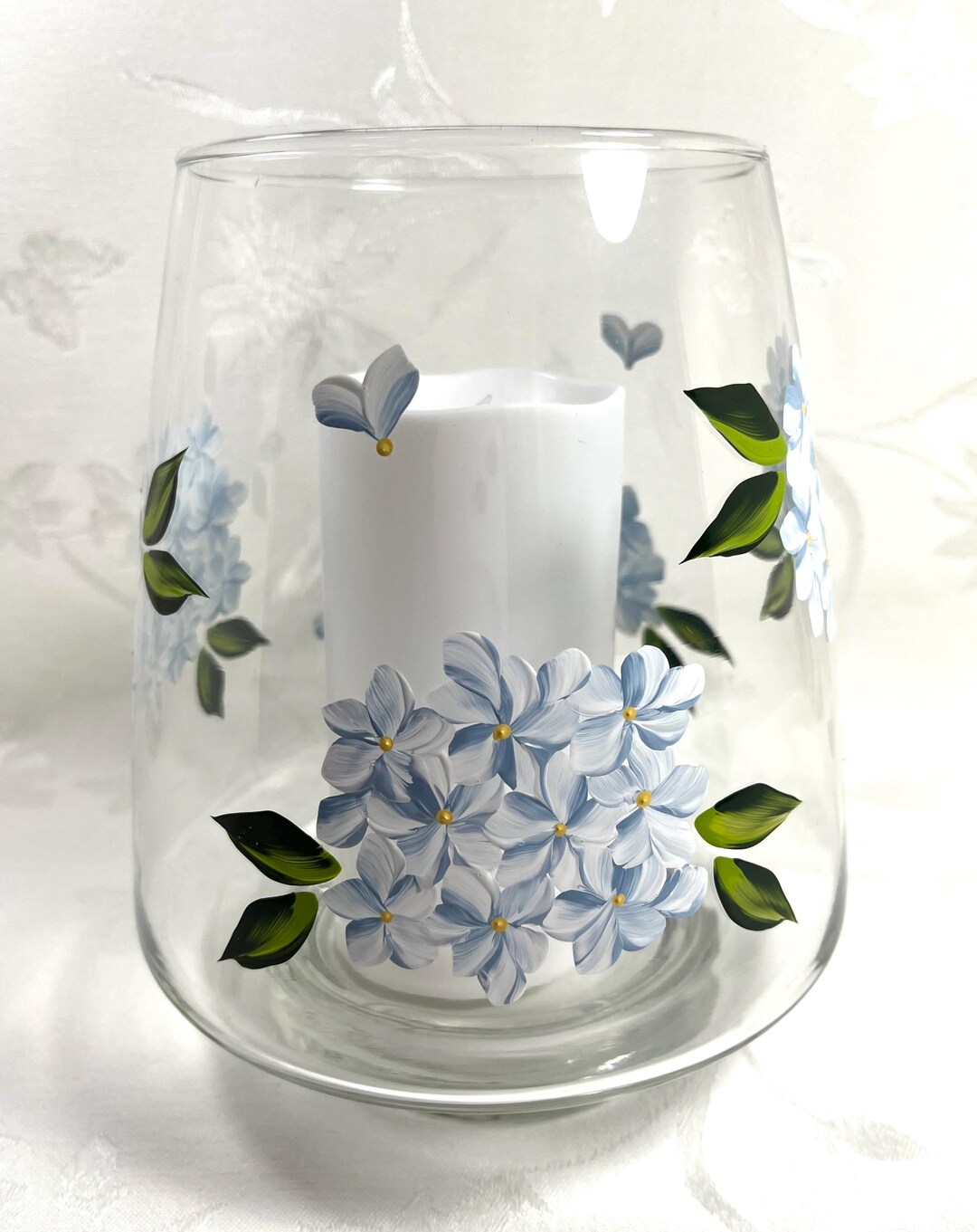 Large Hydrangea Candle Holder Floral Table Centerpiece, Romantic Home ...