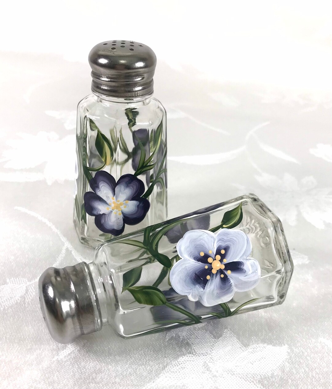 Salt and Pepper, Shakers, Hand Painted,purple Floral Shakers, Gift - Etsy