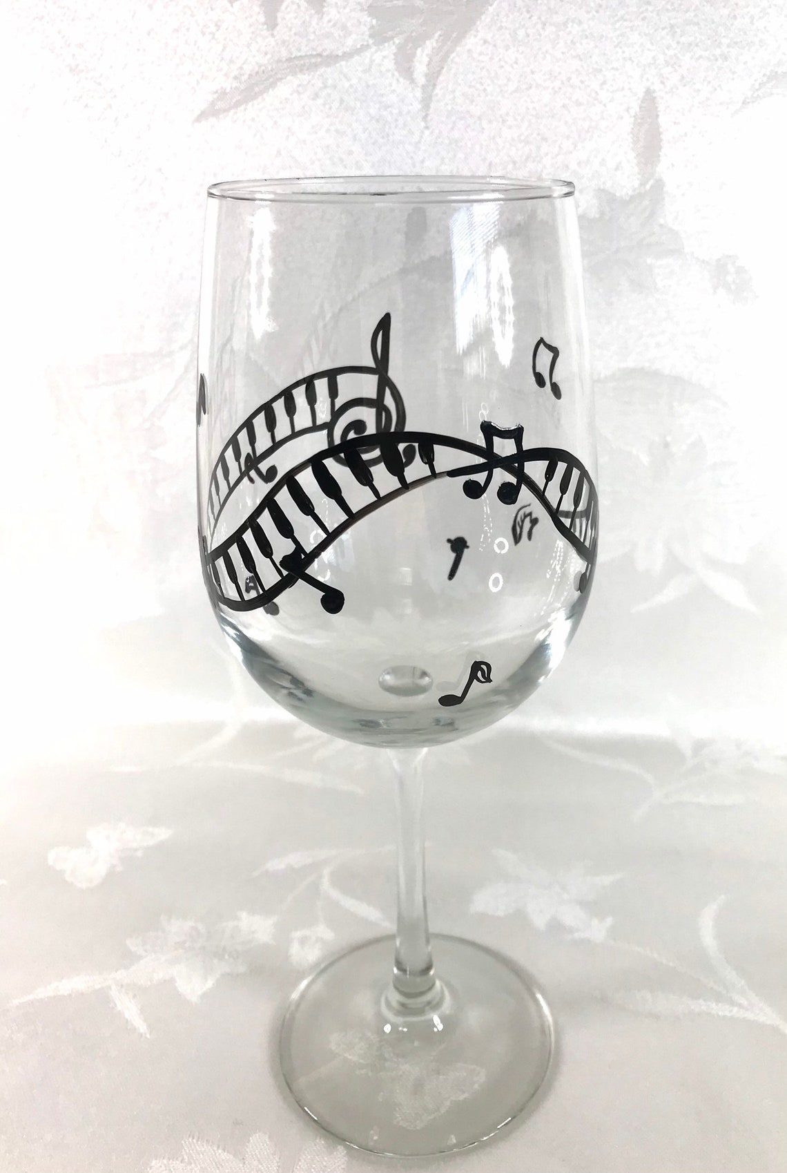 Music wine glass large wine glass music notes and scale | Etsy