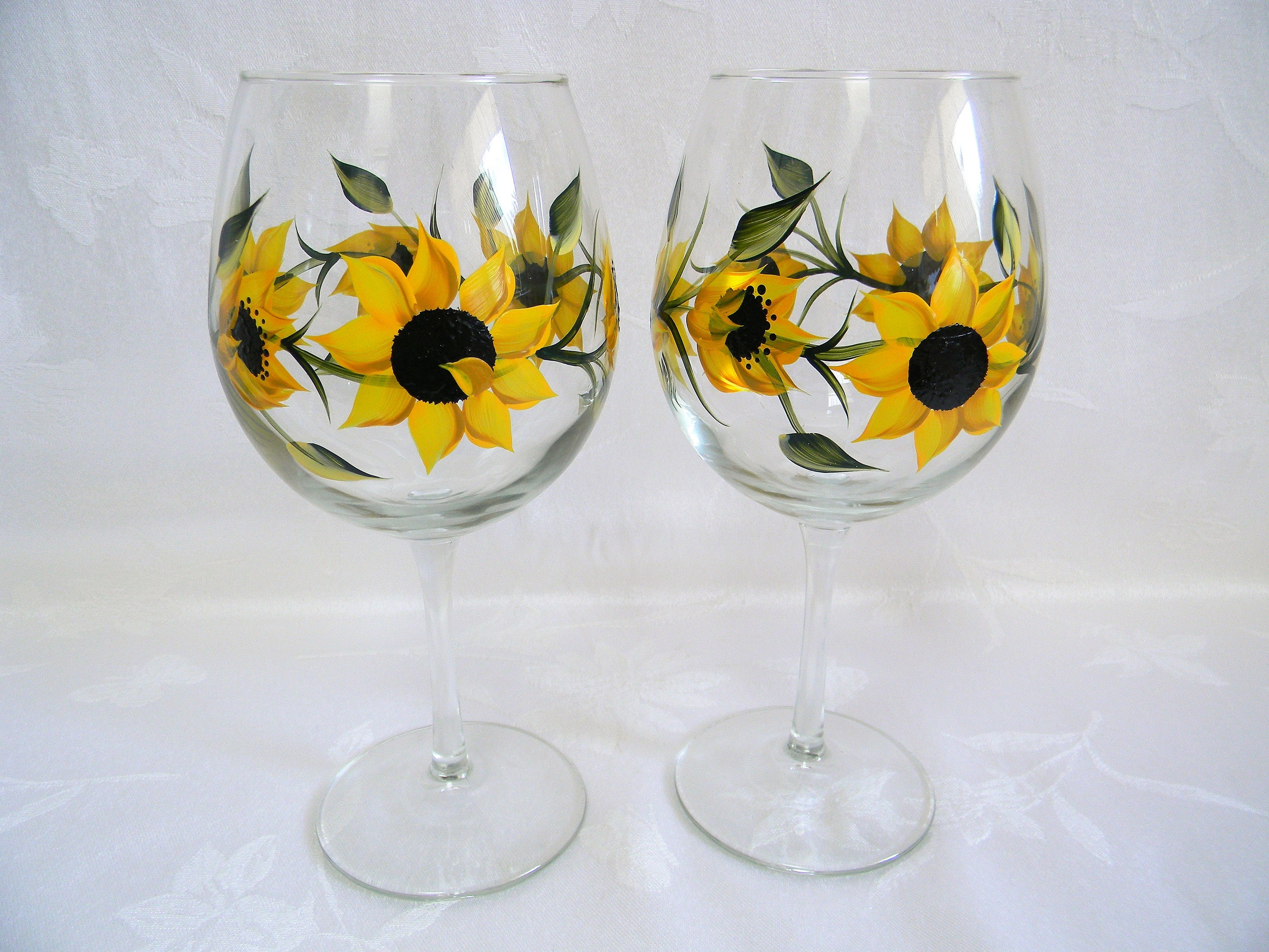 sunflower wine glasses hand painted wine glasses decorated