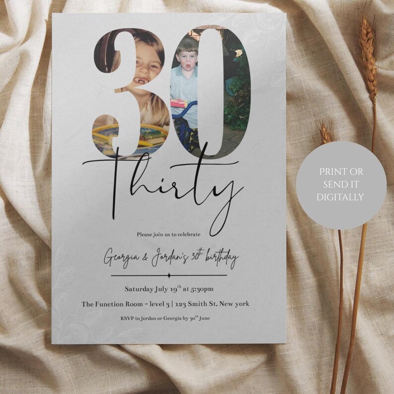 30th Birthday Invitation, Invites, Fully Customisable, Instant Download ...