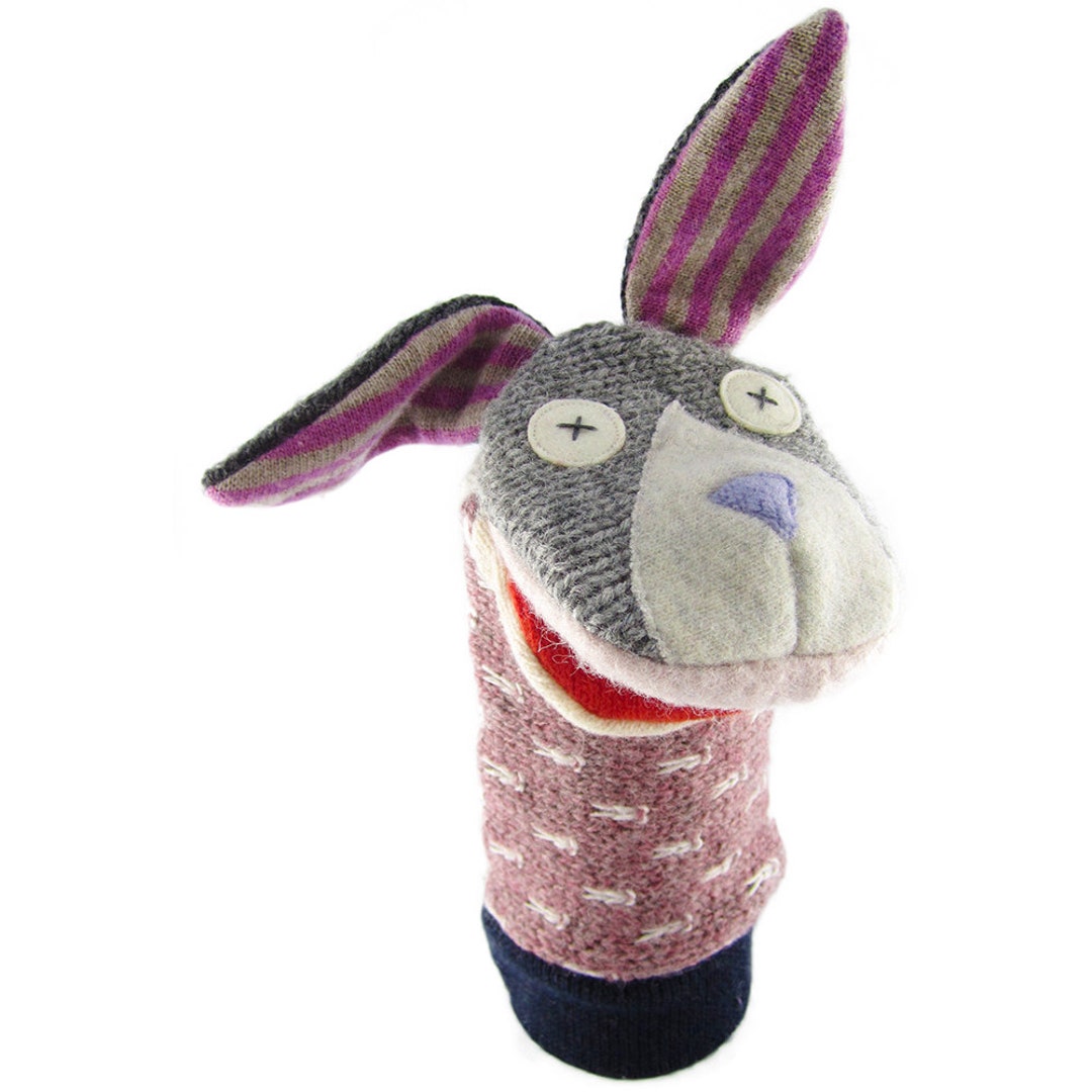 Bunny Hand Puppet, Safe for All Ages (newborn+), Movable Mouth ...