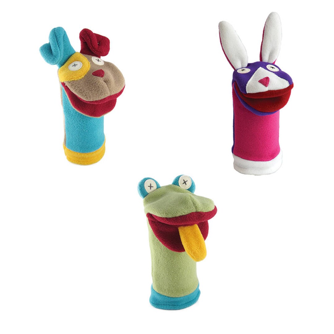 Set of 3 Hand Puppets, Bunny, Frog Puppet, Soft Toys, Baby Stuffed ...