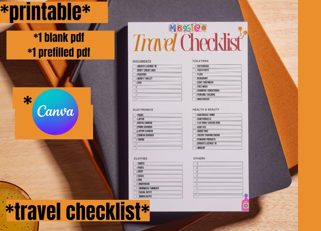 Mexico Packing List Template | Cancun Packing Checklist | Editable PDF ...